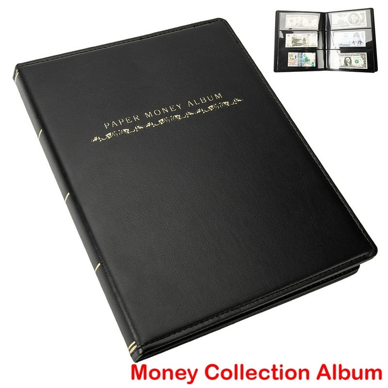60Pockets Soft Leather Notes Album Banknote Paper Money Collection ...