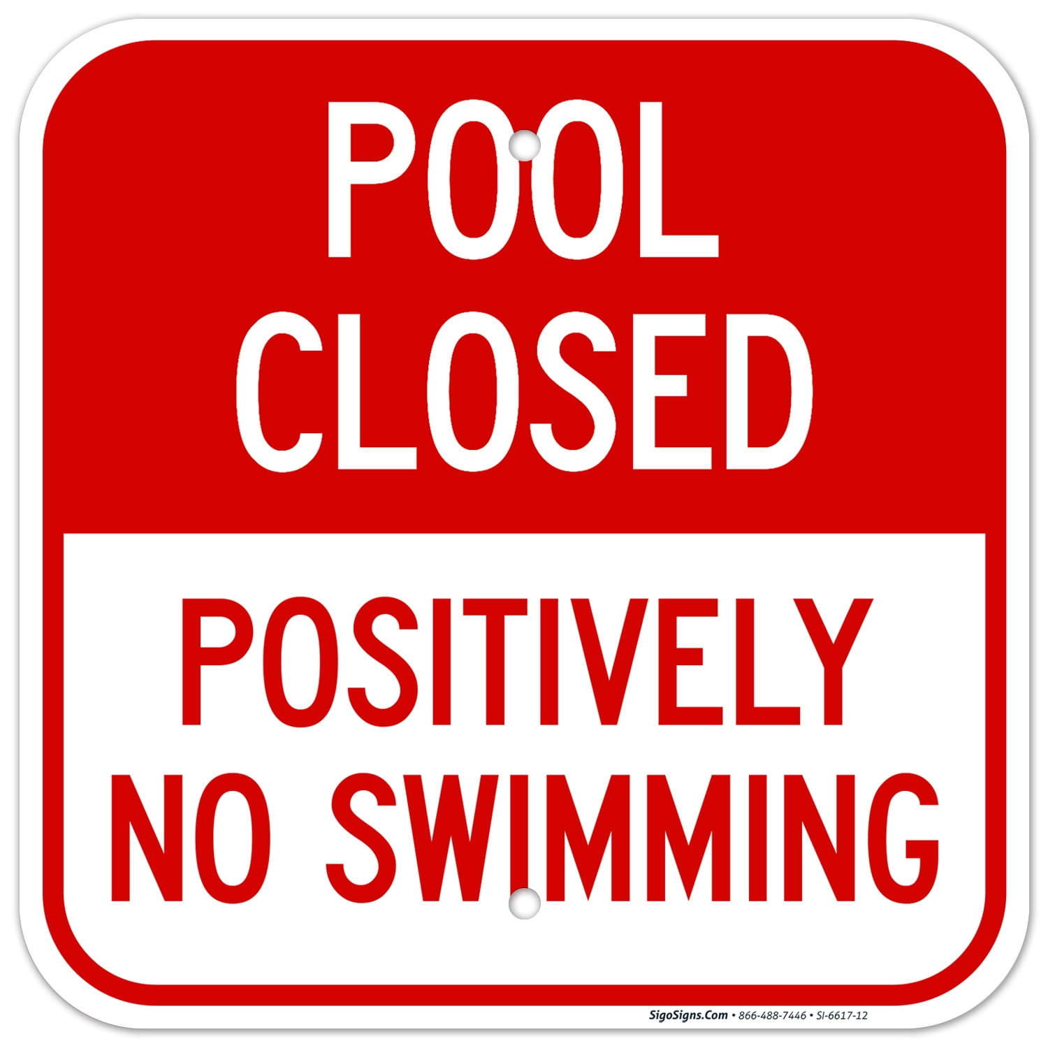 Pool Closed Positively No Swimming Sign, Pool Sign, 17x17 Floor Decal ...