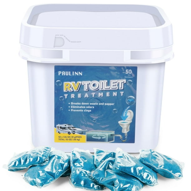 PAULINN RV Toilet Treatment Drop Ins, 50 Packs Holding Tank Deodorizer ...