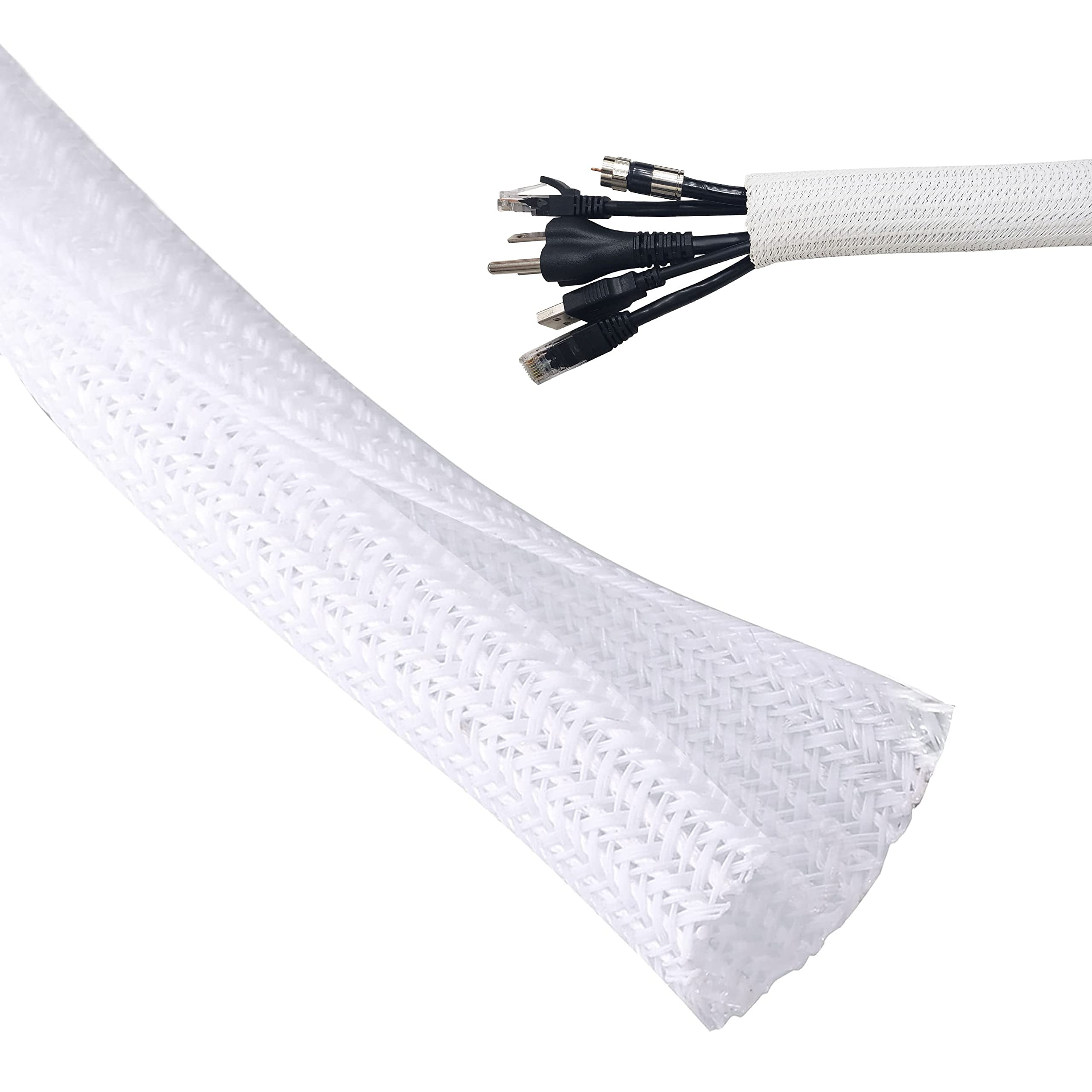 Rubber Bond 8ft Cable Management Sleeve | 1.5" Cord Protector Wire Loom ...