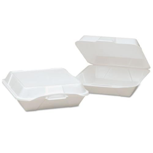 Foam Hinged Container, 1-Compartment, Jumbo, 10-1/3x9-1/3x3, White, 100 ...