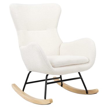 HOMCOM Nursery Glider Rocking Chair with Ottoman, Thick Padded Cushion ...