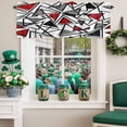 Abstract Lines Valances for Windows, Black Gray Red Triangle Geometric ...