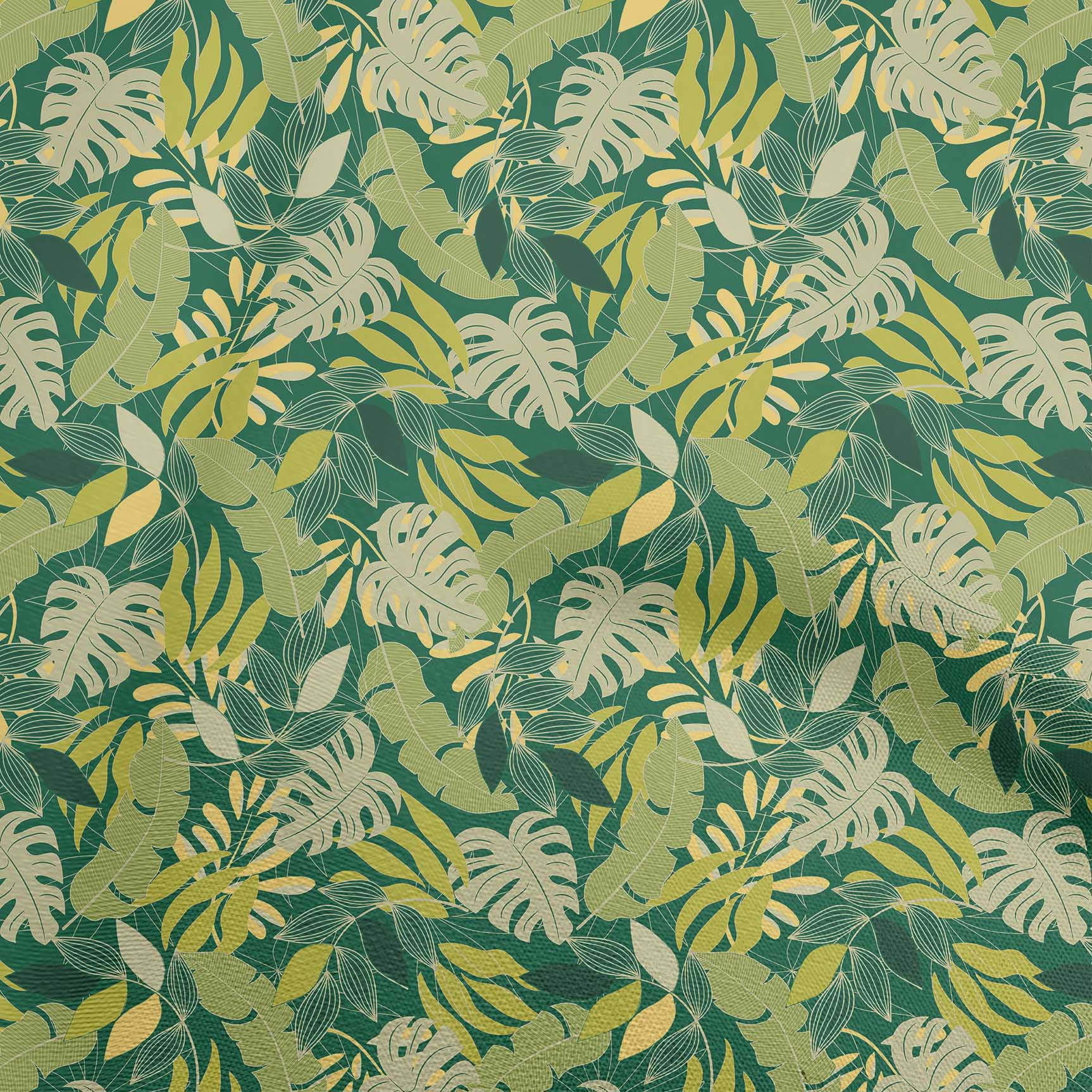 oneOone Cotton Cambric Green Fabric Tropical Sewing Material Print ...