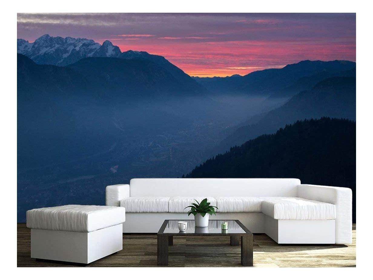 wall26 Mountain at Sunset - Removable Wall Mural | Self-adhesive Large ...