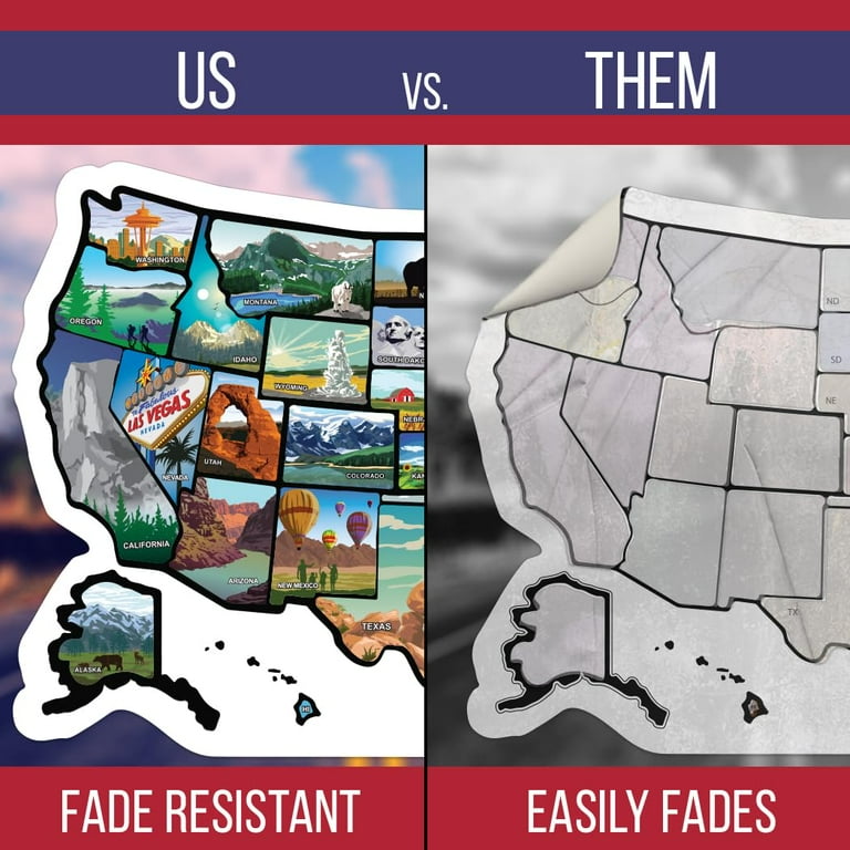 Rv Decals RV State Sticker Travel Map - 11x17 USA Map For Tracking ...