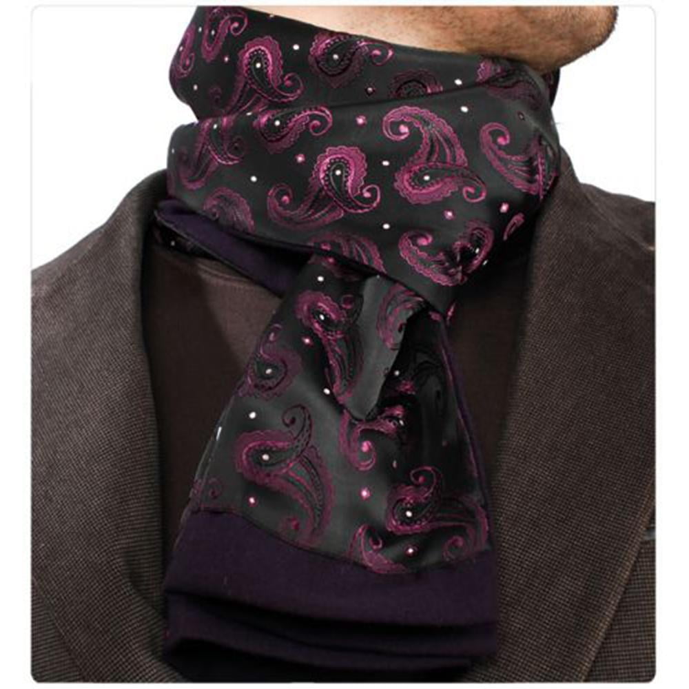 Click here for Amedeo Exclusive Black Purple Paisley Mens Silk Sc... prices