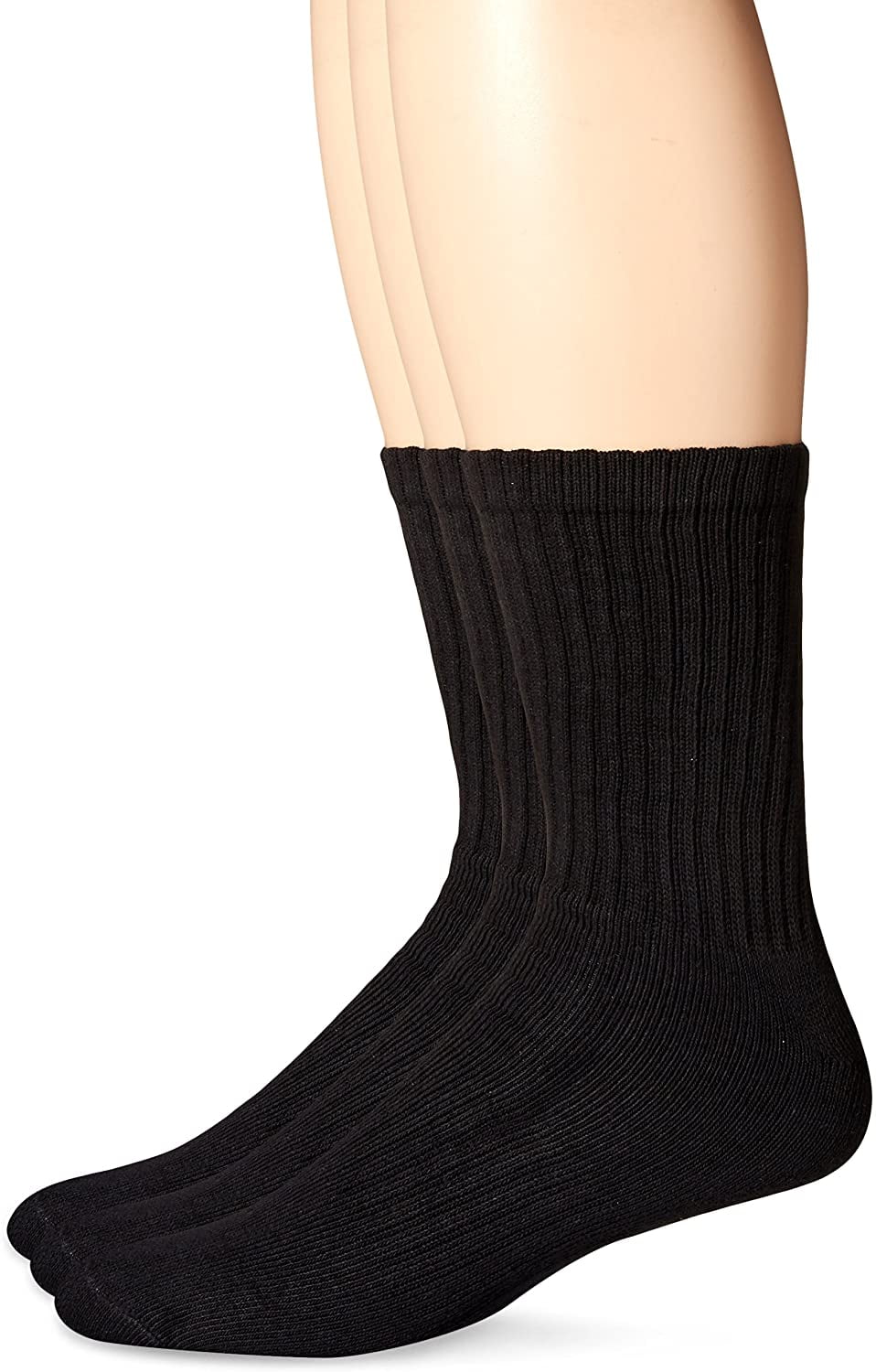 Dockers Men's Enhanced and Soft Feel Cushion Crew Socks, Black, 3 Pair ...