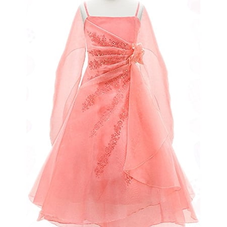 Bny Corner - BNY Corner A-Line Organza Long Dress Coral 10 HC1251 ...