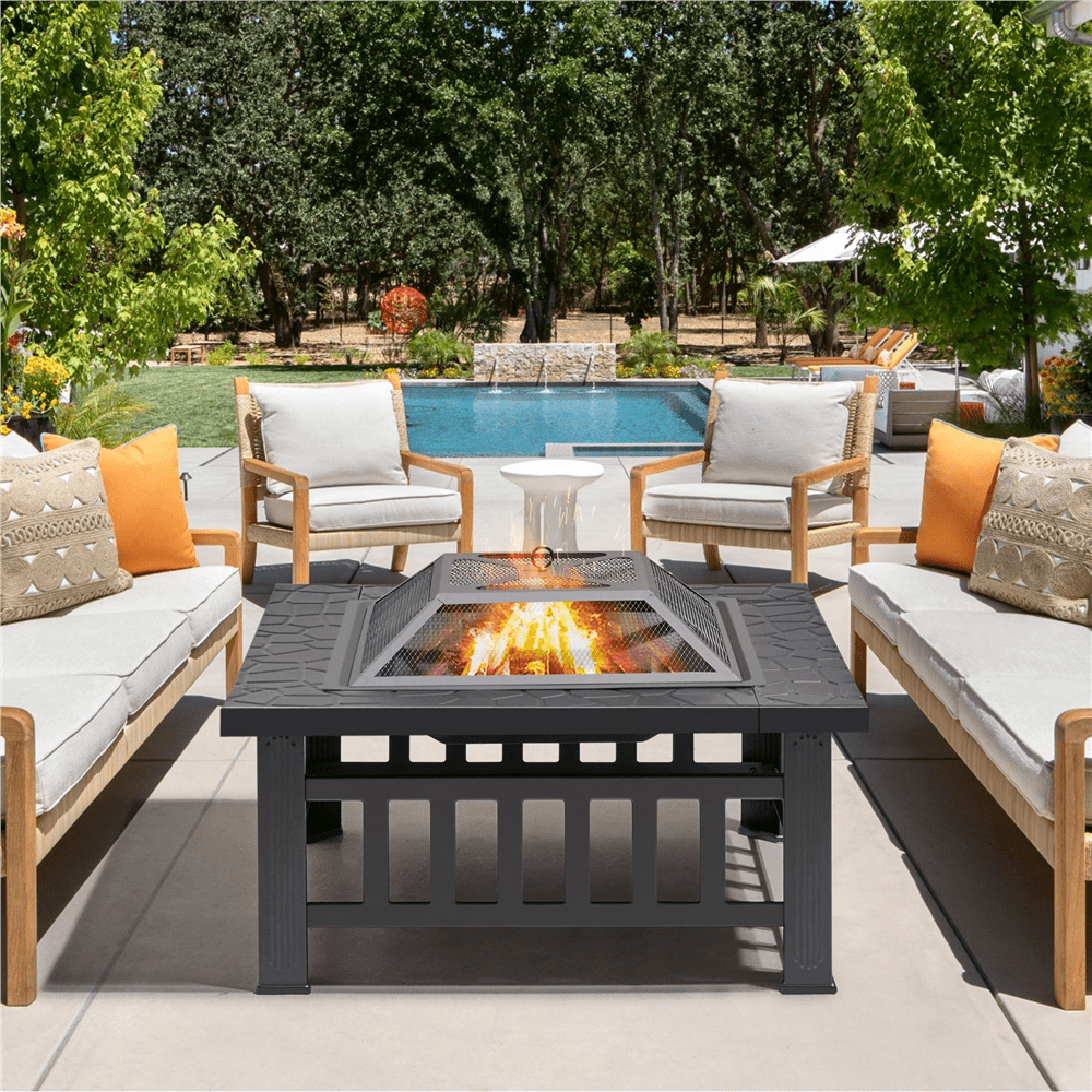 Click here for Yaheetech 32 Outdoor Square Fire Pit W/Cover & Pok... prices