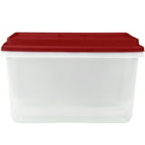Hefty 72 Quart Clear Plastic Storage Bin with Holiday Red HIRISE Lid ...