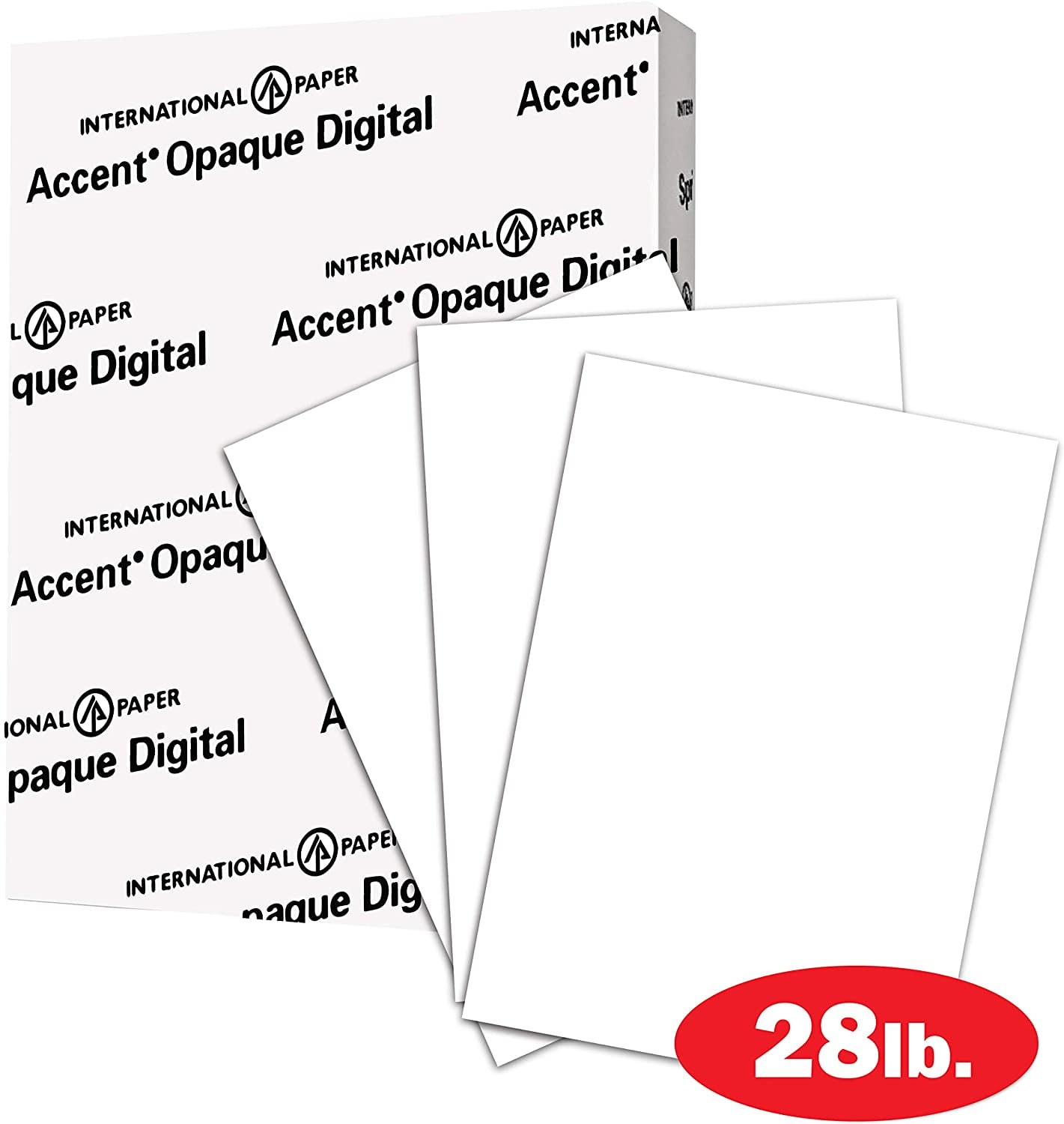 Accent Opaque 28lb White Paper, 70lb Paper Text, 104 gsm, Letter Size ...