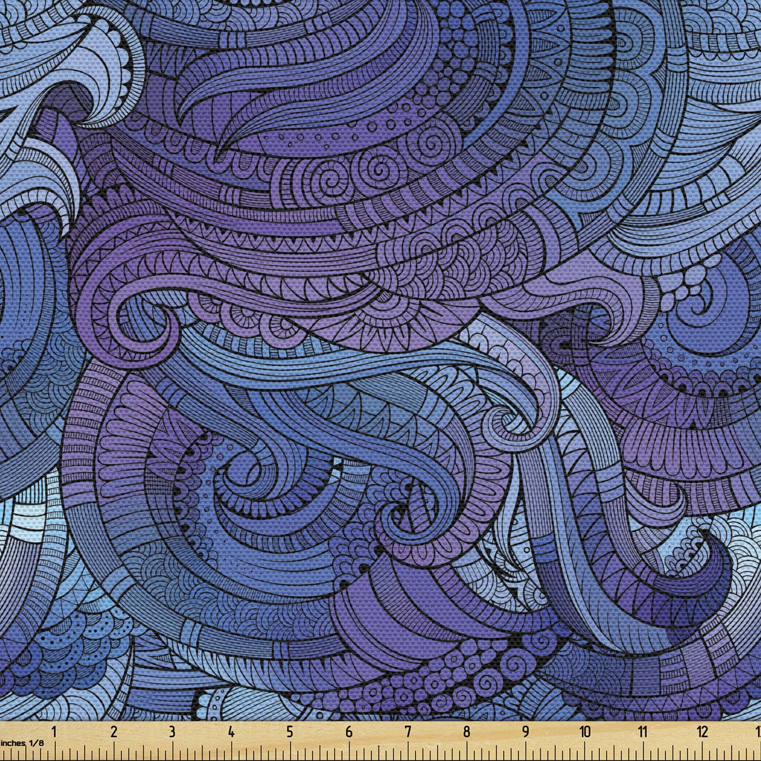 Abstract Fabric by the Yard, Ocean Inspired Graphic Paisley Swirled ...