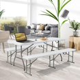 3 PCS Folding Table and Benches, 6Ft Camping Table & 2-Pack Folding ...