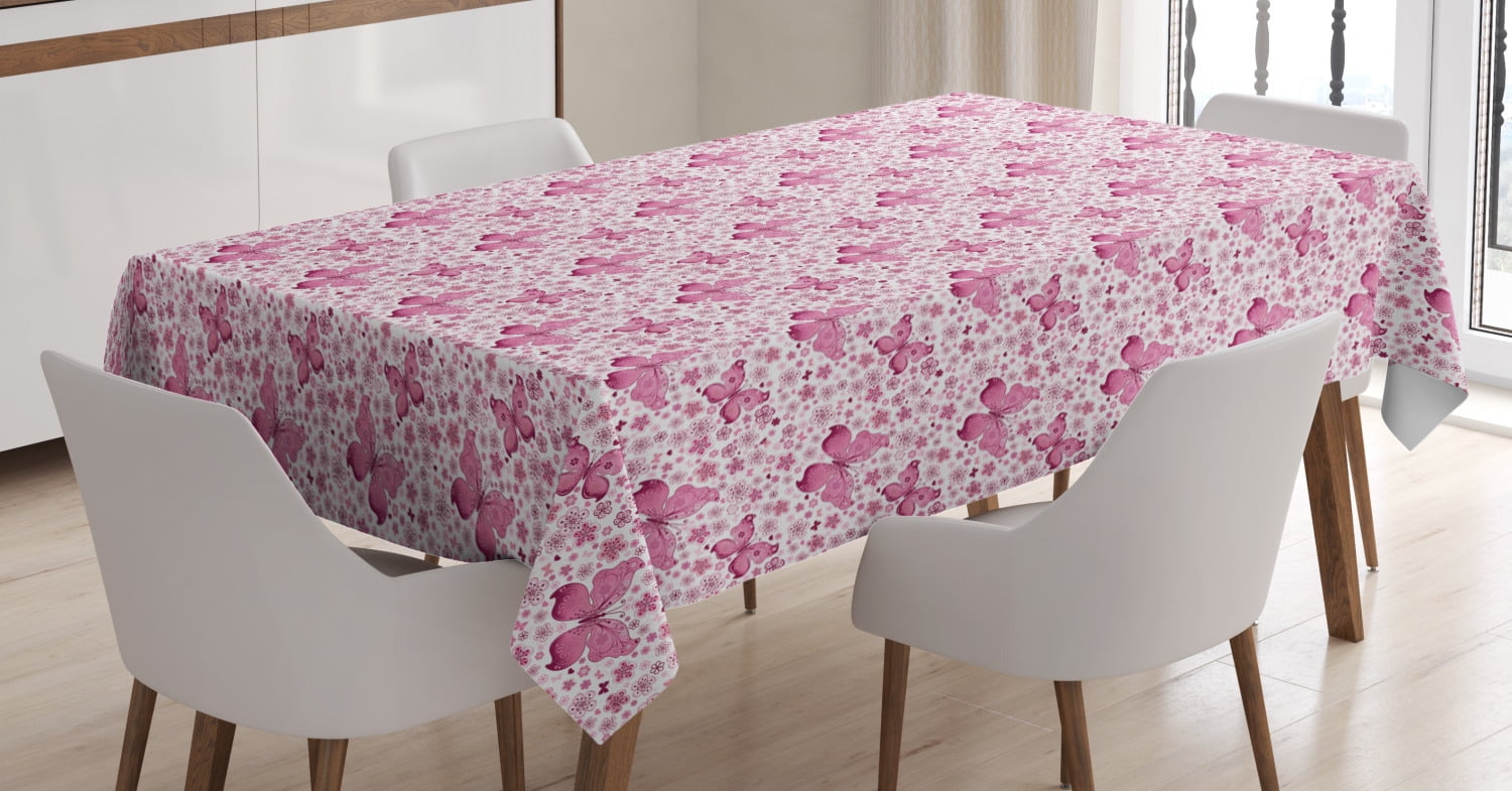 Butterfly Tablecloth, Floral Arrangement and Cute Hearts Background ...
