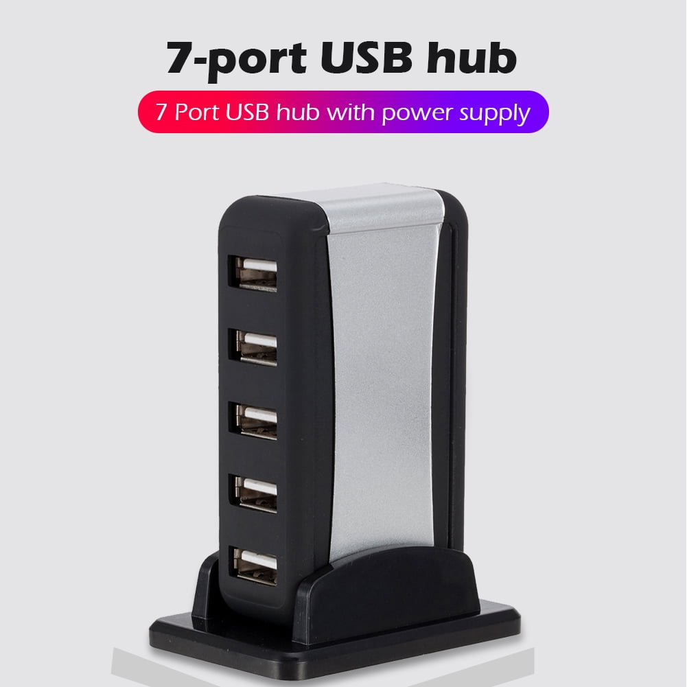 Hub USB vertical Divisor USB 2.0 de 7 puertos con adaptador de ...