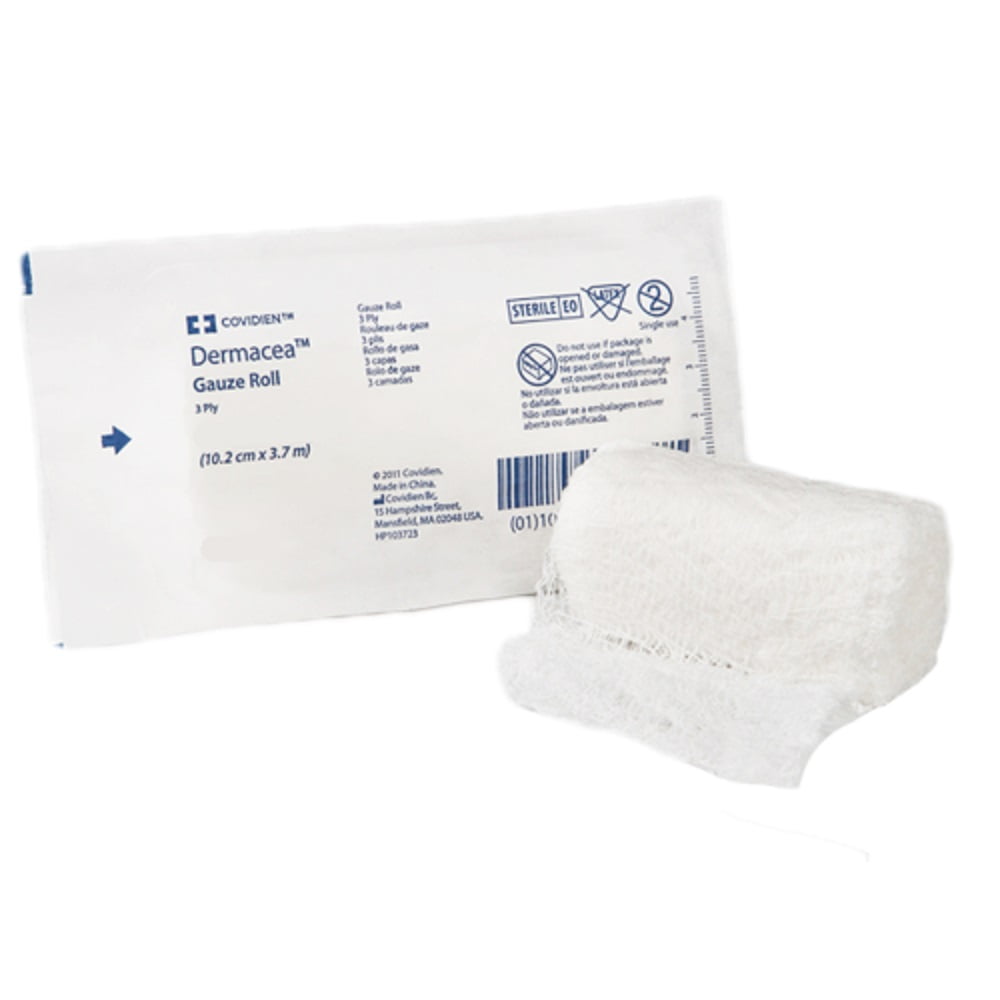 Dermacea Fluff Dressing Gauze, 3-Ply, 2 Inch X 4 Yard Roll, Sterile ...