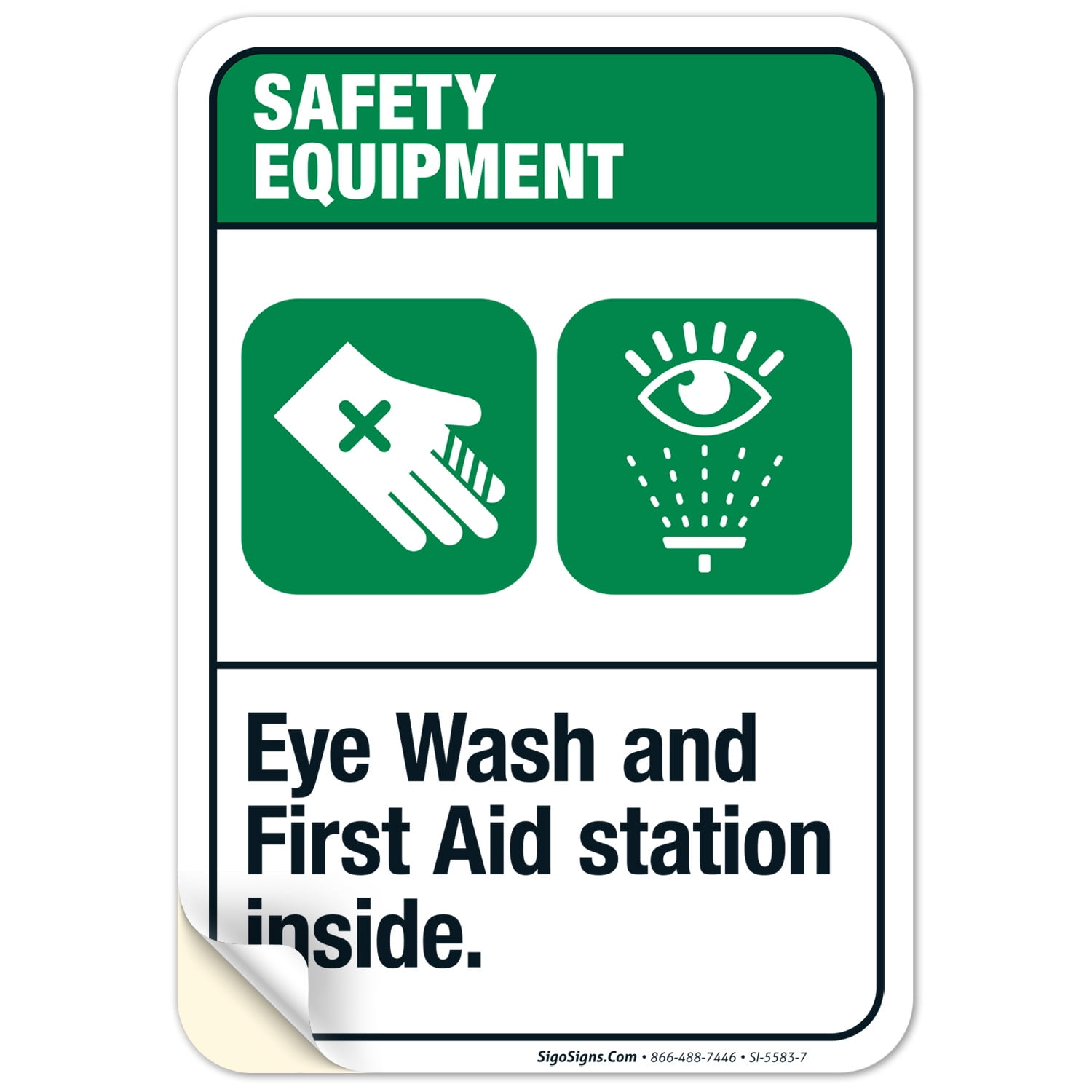 Eye Wash And First Aid Station Inside Sign, ANSI Safety Equipment Sign ...