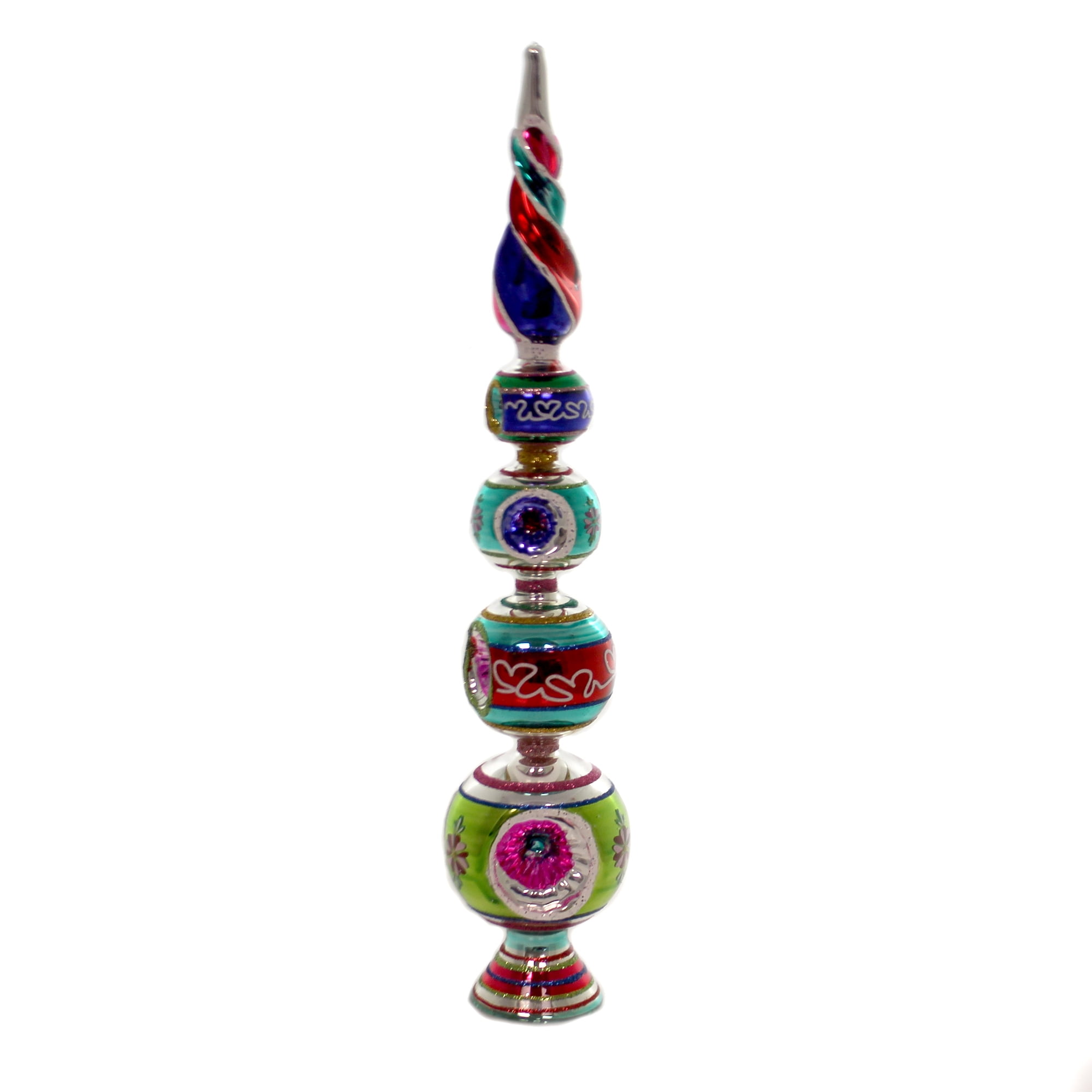 Shiny Brite 13" CC STAND FINIAL Glass Tree Topper Christmas Confetti ...