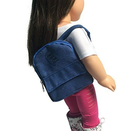 Denim Doll Backpack for 18 inch Doll - Pink Doll Backpack Fits 18 Inch ...