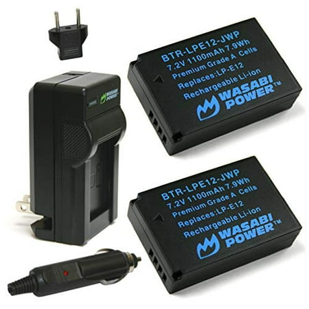 Wasabi Power Battery (2-Pack) and Charger for Canon LP-E12 and EOS M ...