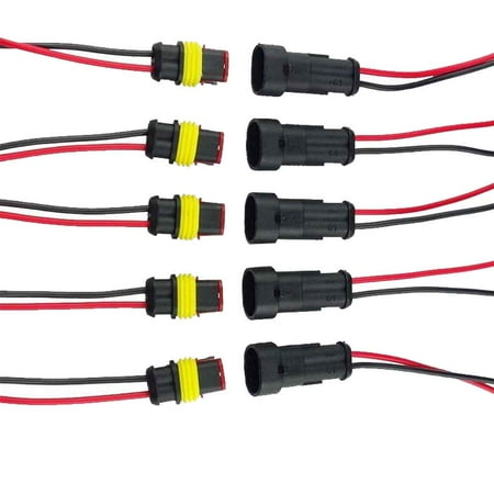 5 Kit 2 Pin 2 Way Car Waterproof Electrical Connector Plug Connector ...