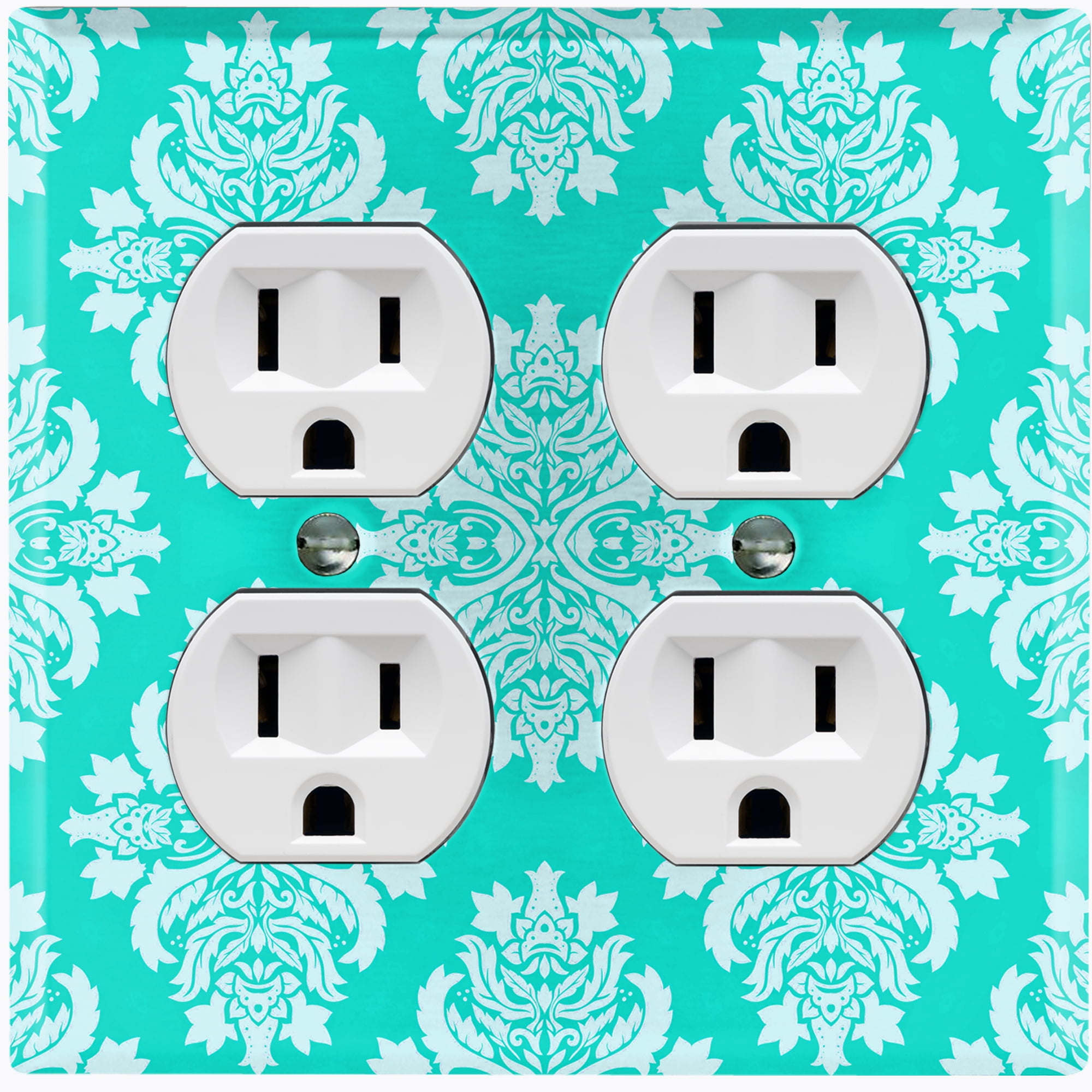 Metal Light Switch Plate Outlet Cover (Victorian Damask Flower Teal ...