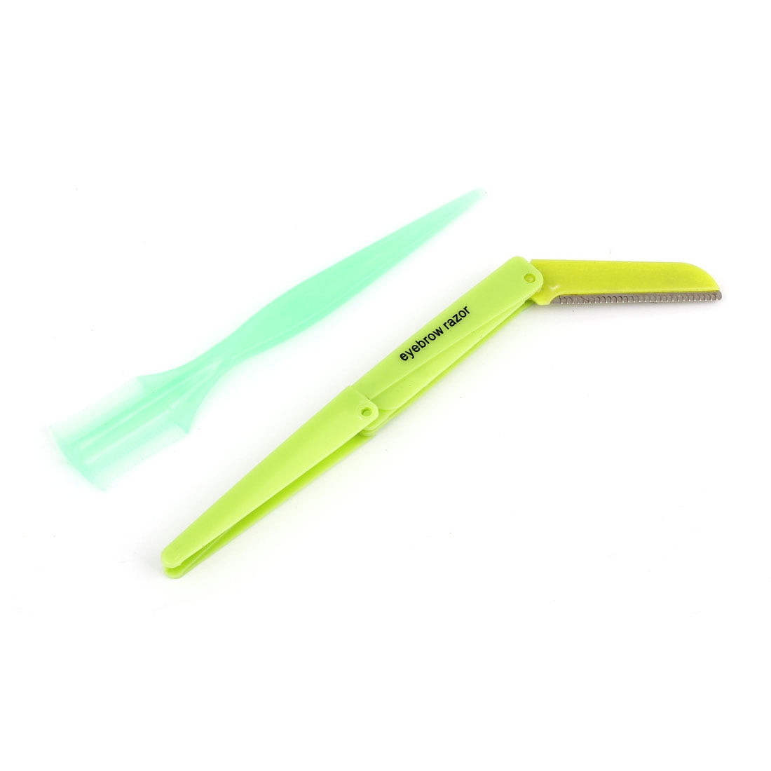 Ladies Cosmetic Foldable Eyebrow Razor w Comb Yellow Green 2 in 1 Set ...