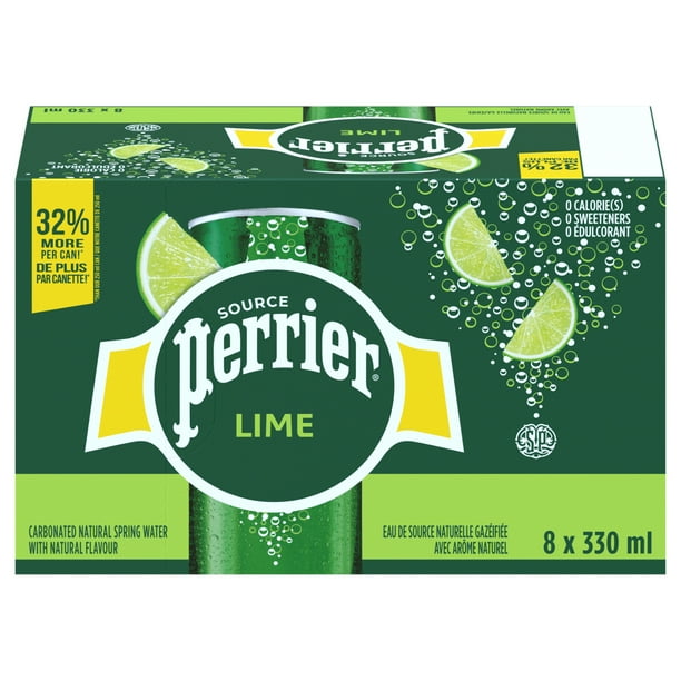 PERRIER Lime Carbonated Natural Spring Water with Natural Flavour, No ...