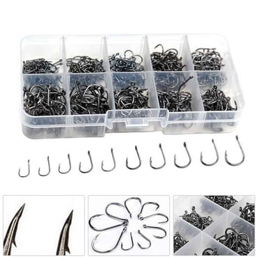 500pcs Assorted Tiny Fishing Hooks, 10 Sizes, Black, Sharpened with ...