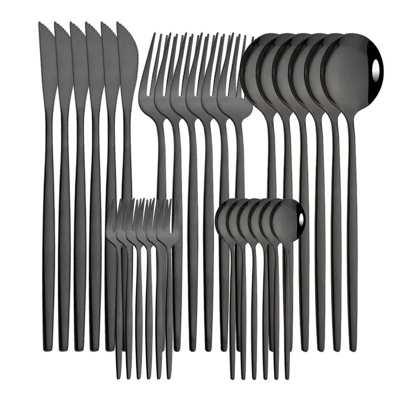 Click here for Ink Craft 30-Piece Black Cutlery Set  Stainless St... prices