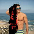 Bold Red Text Black Background Beach Towel - Playful Artistic Design ...