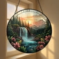 Scenic Forest Waterfall Stained Glass Suncatcher, Landscape Window ...