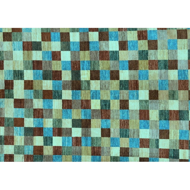 Ahgly Company Indoor Rectangle Checkered Light Blue Modern Area Rugs, 2 ...