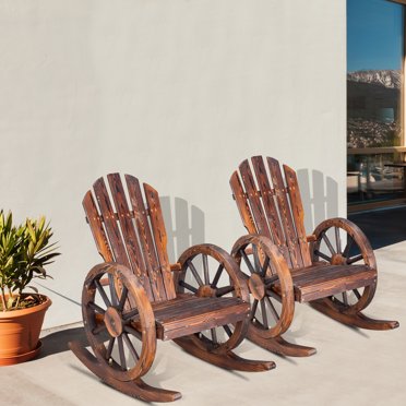 OverPatio Wooden Outdoor Rocking Chair, Patio Wide Seat Wooden Rocker ...
