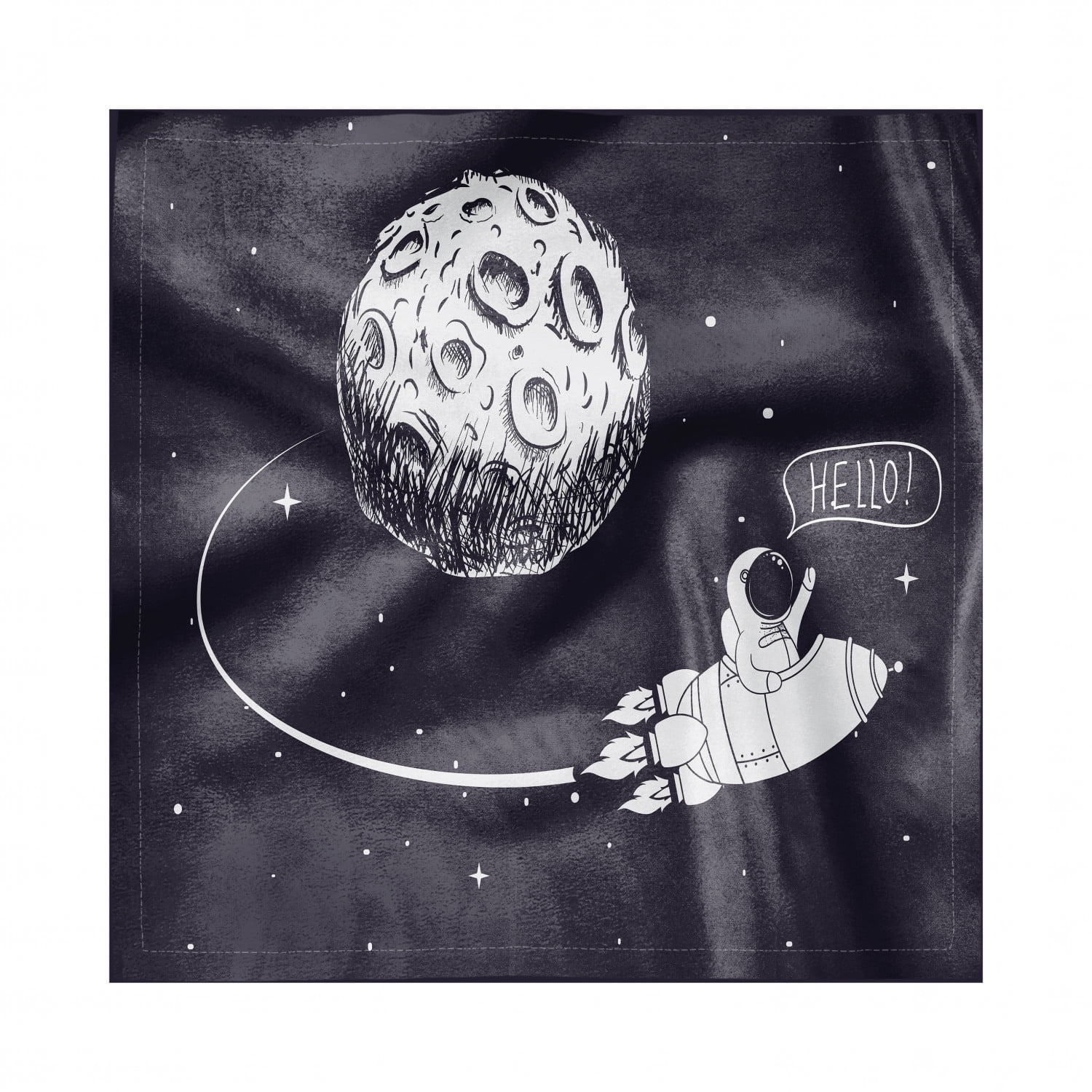 Hello Decorative Satin Napkins Set of 4, Hand Waving Astronaut in a ...