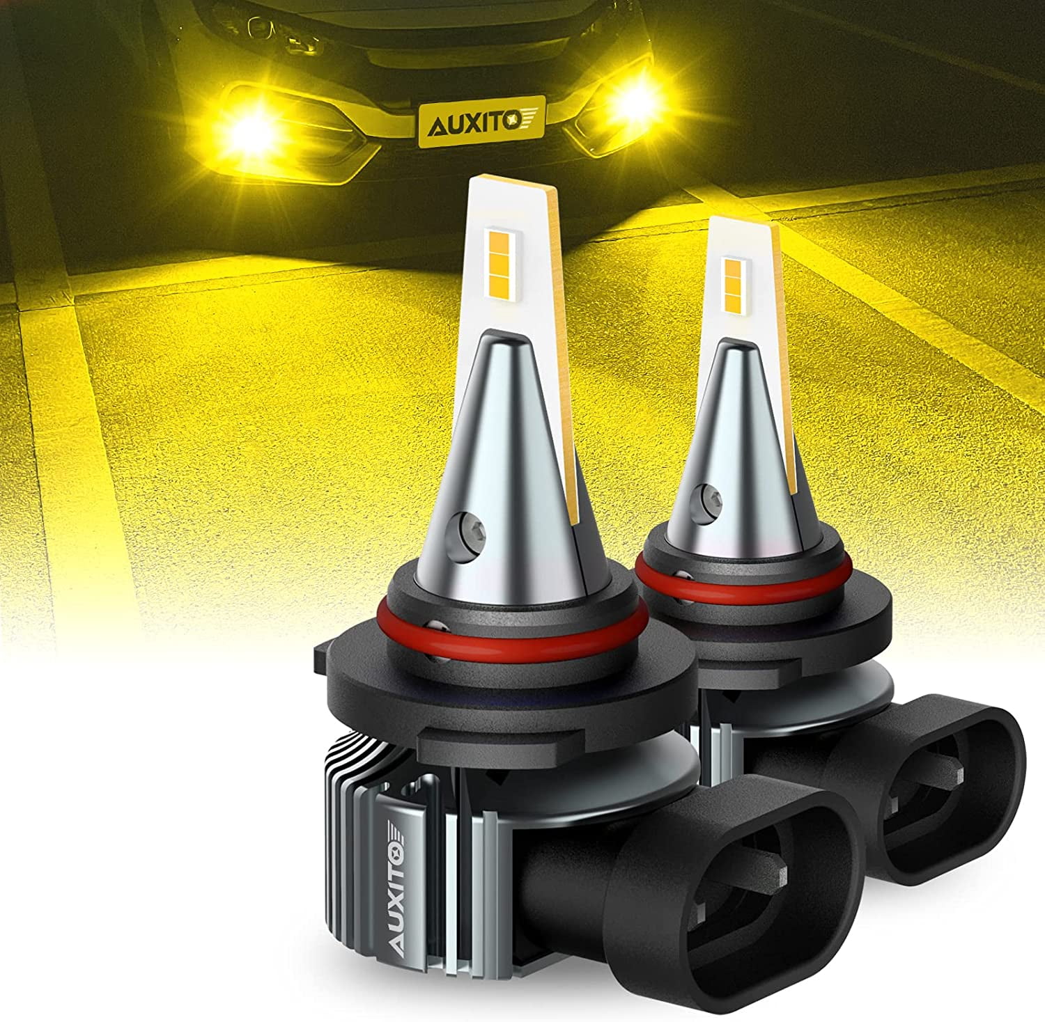 AUXITO H10/9145 LED Fog Light Bulbs, 3000K Amber Yellow, 30W 6000LM Per ...