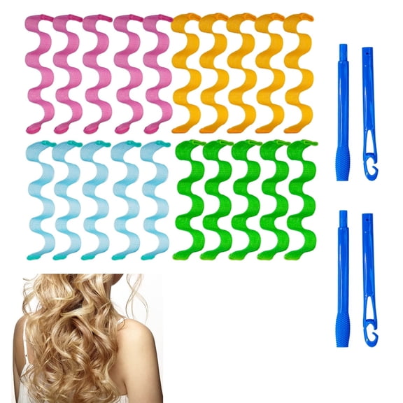 6/8/10/12/14PCS Heatless Hair Curler No Heat Hair Rollers Plastic Lazy ...