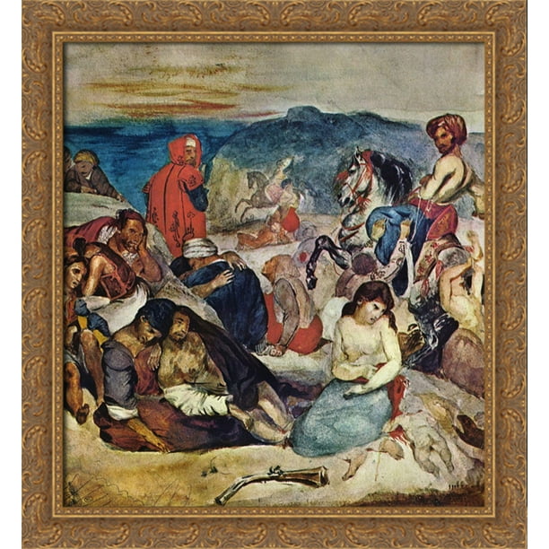 Massacre of Chios 28x30 Large Gold Ornate Wood Framed Canvas Art by ...