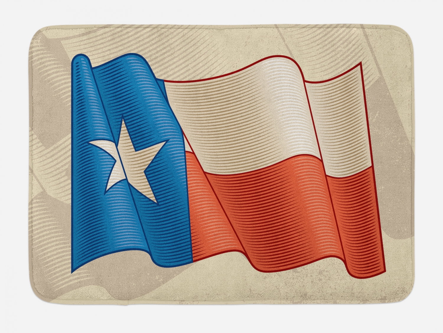 Texas Star Bath Mat, Flapping Texan Flag Lone Star Pattern with Retro ...