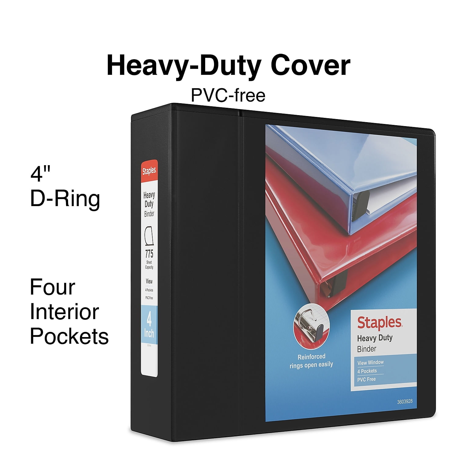 Staples Heavy Duty 4" 3-Ring View Binder Black (24695) 82664 - Walmart.com