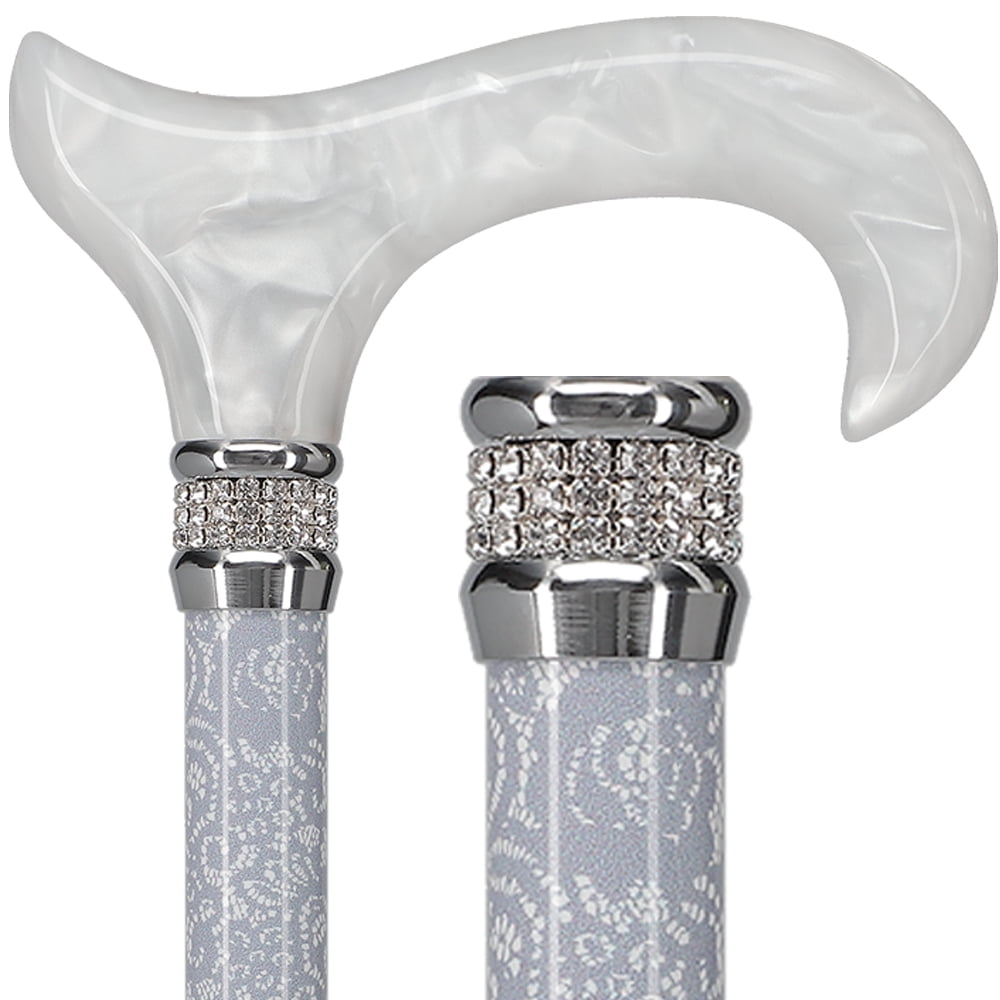 Royal Canes Graceful Lace Designer Adjustable Cane W/ Rhinestone Collar ...