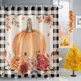 Bathroom Shower Curtain Thanksgiving Ombre Pumpkin Floral Waterproof ...