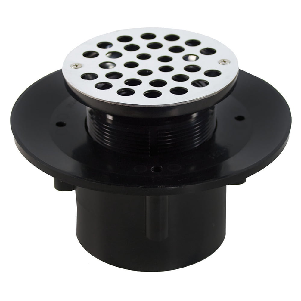 2" x 3" Heavy Duty Slab Drain Base with 3" Plastic Spud 6" Stainless ...