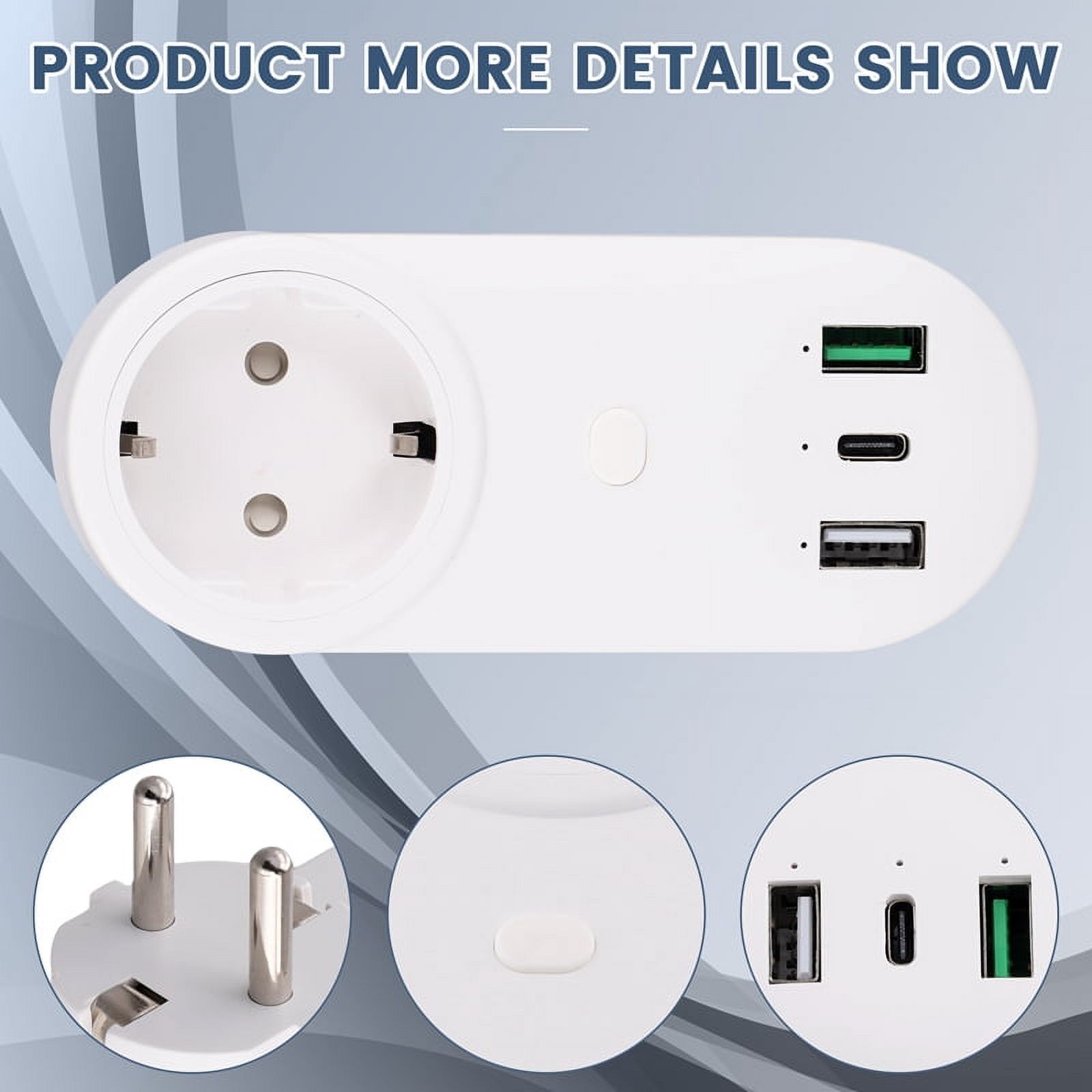 Enchufe Inteligente con WiFi, 16 A, 2 Puertos USB y Tipo C, 65 W ...