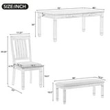 6-Piece Kitchen Dining Table Set, 72" L Rectangular Table with 4 ...