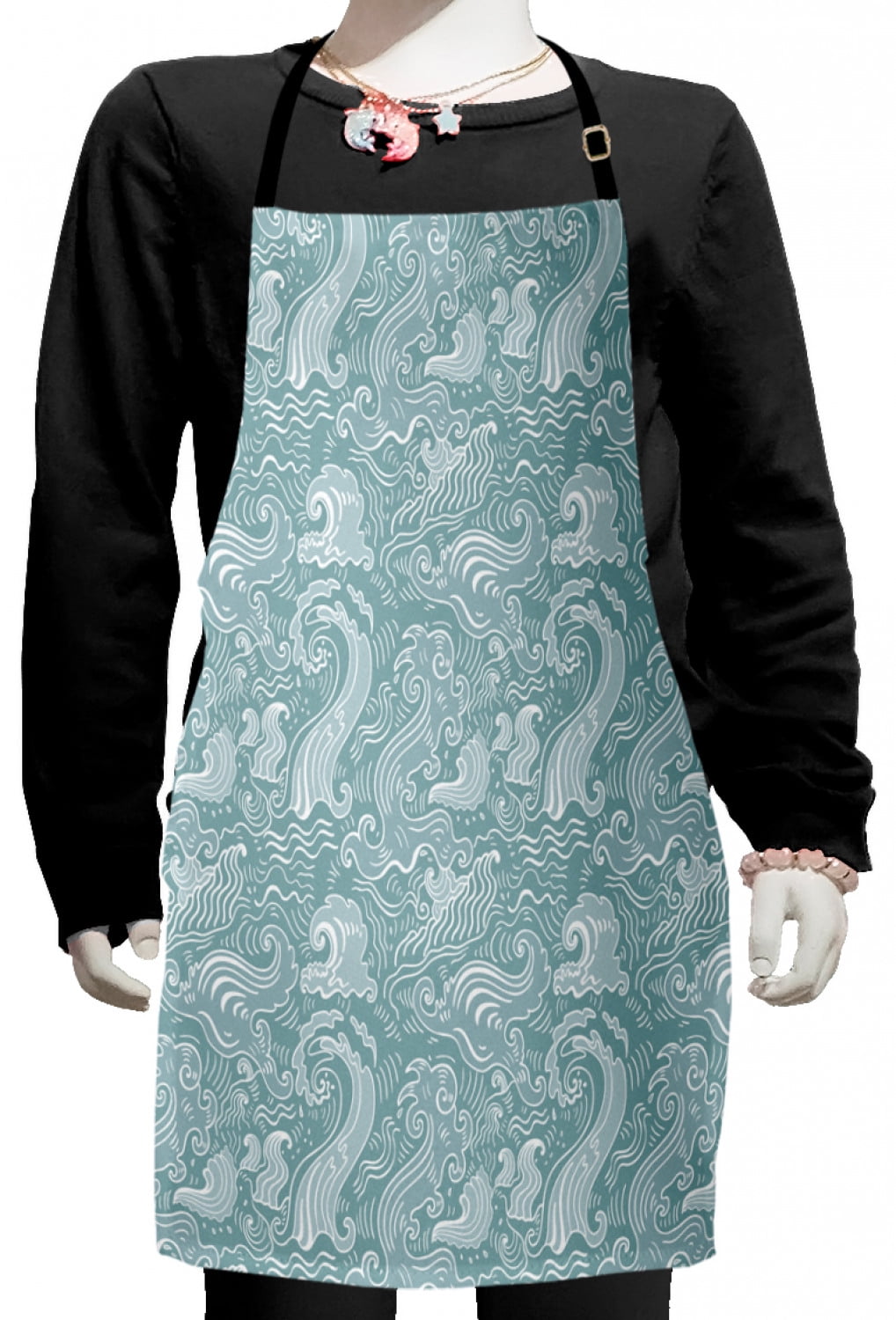 Abstract Kids Apron, Funky Sea Waves Print Drawn by Hand Seascape ...