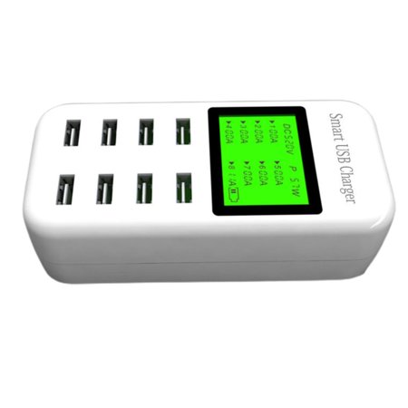 USB Charger 8-Port Desktop Charging Station with LCD Digital Desktop ...