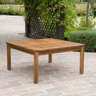 Mayson Outdoor Modern Industrial Acacia Wood Coffee Table, Teak, Black ...