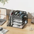 Eastappli Desk Organizer with File Holder, 5-Tier Paper Letter Tray Organizer with Drawer and ...